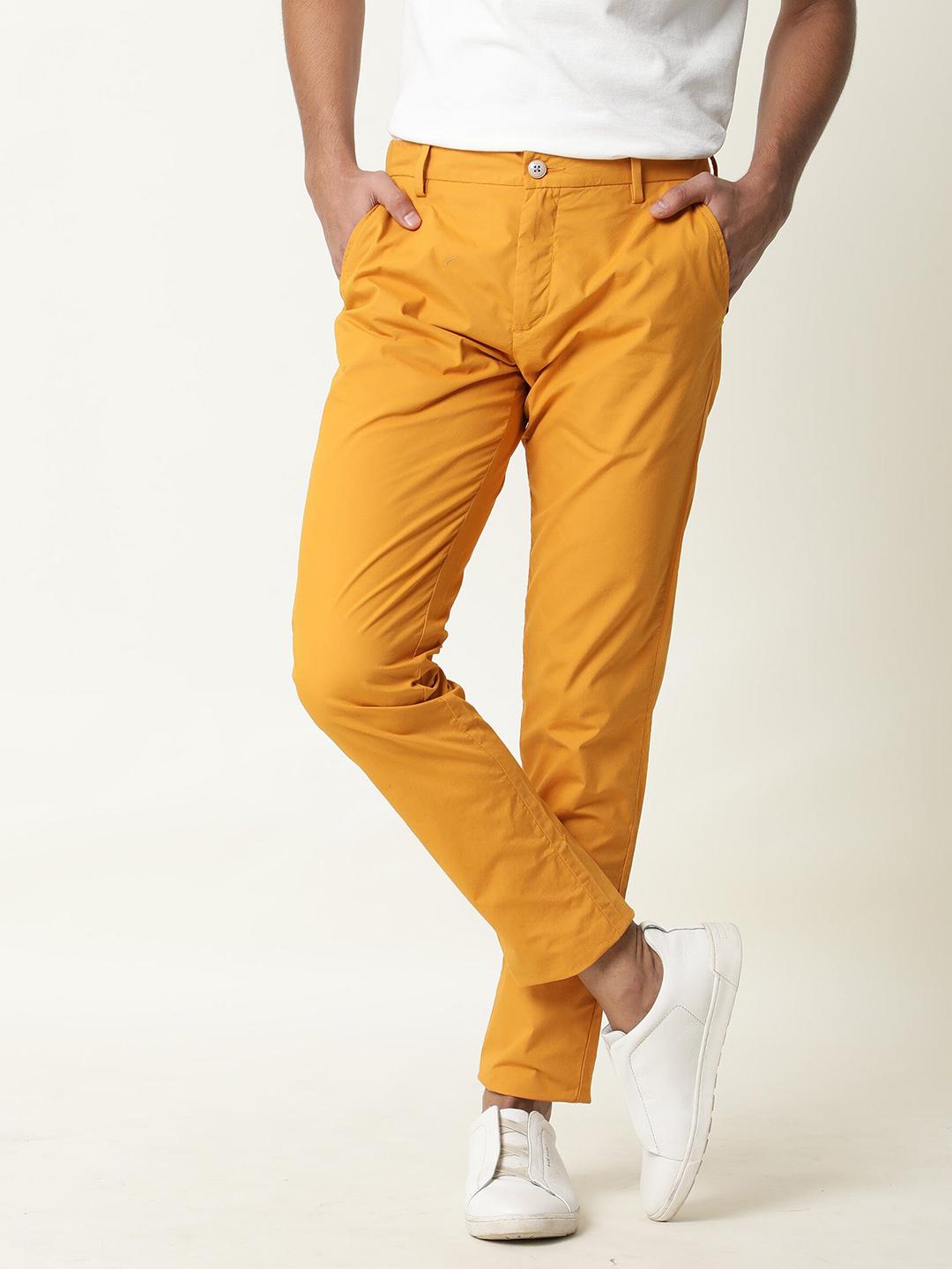 Buy RARE RABBIT Men Mustard Yellow Slim Fit Chinos Trousers - Trousers ...