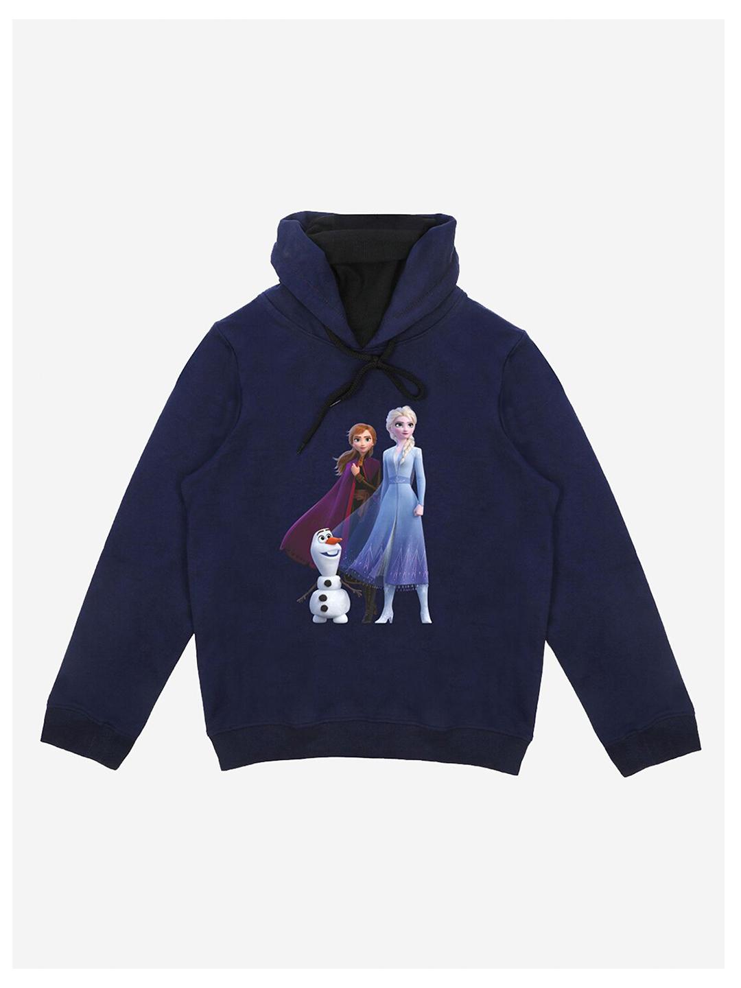 Buy YK Disney Girls Navy Blue Disney Princess Printed Hooded Sweatshirt ...