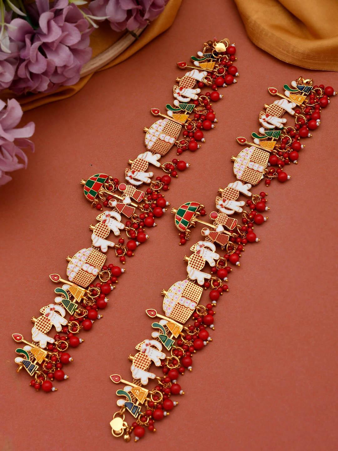 Buy Silvermerc Designs Gold Toned Traditional Bridal Palki Payal Anklet ...