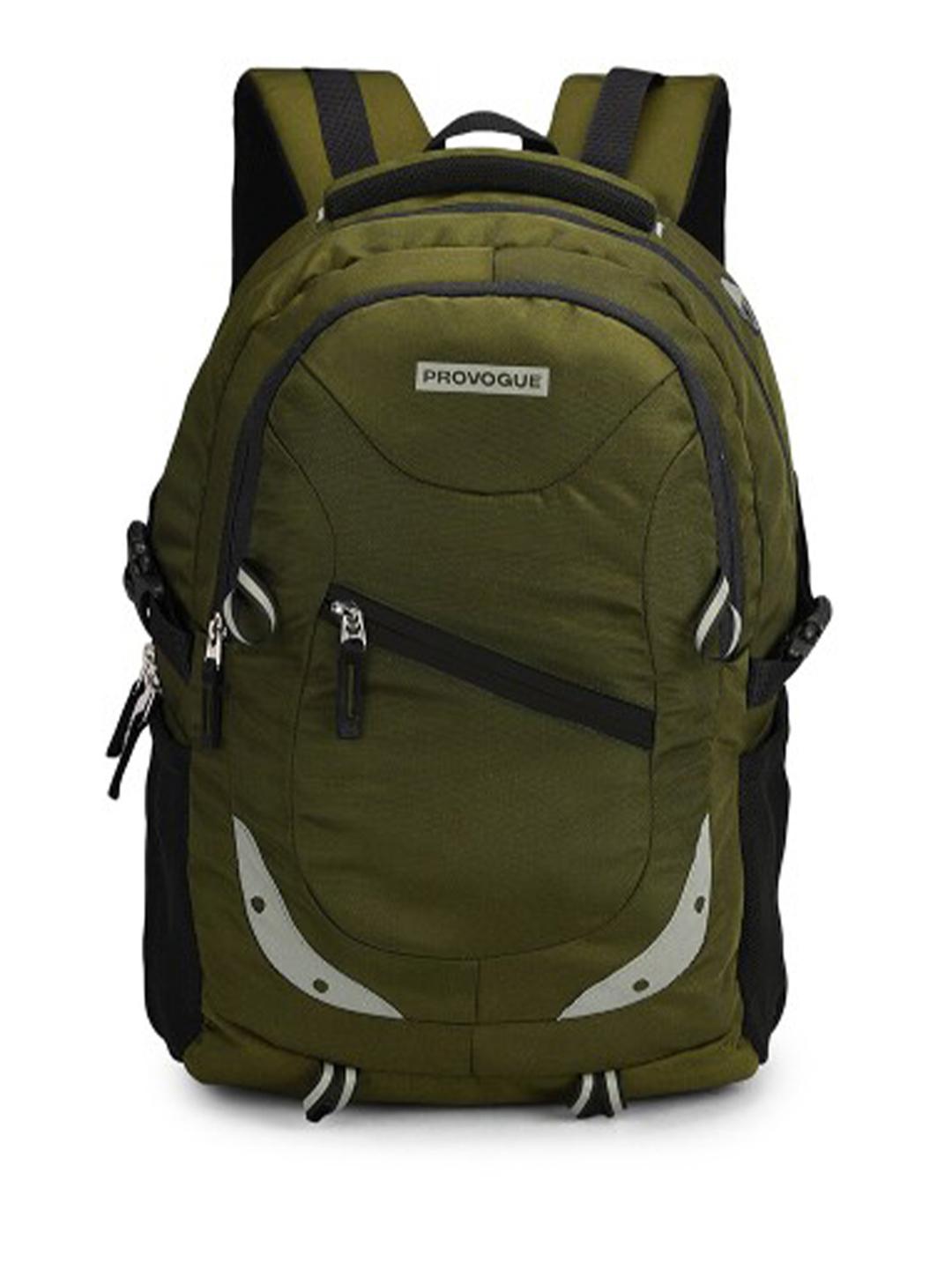 Buy Provogue Unisex Olive Green Brand Logo Backpack With Reflective ...