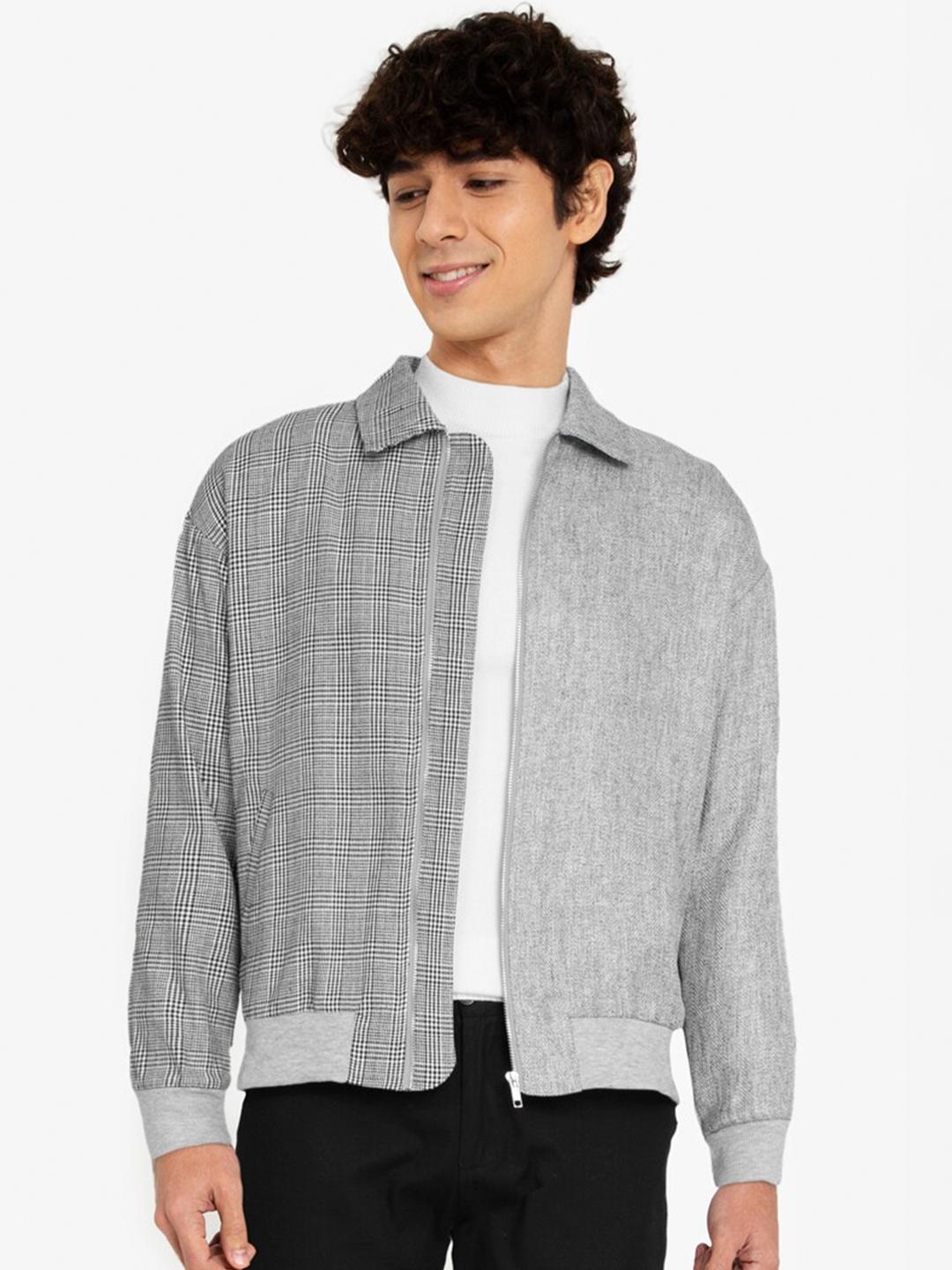 Buy ZALORA BASICS Men Grey Lightweight Contrast Check Tailored Jacket ...