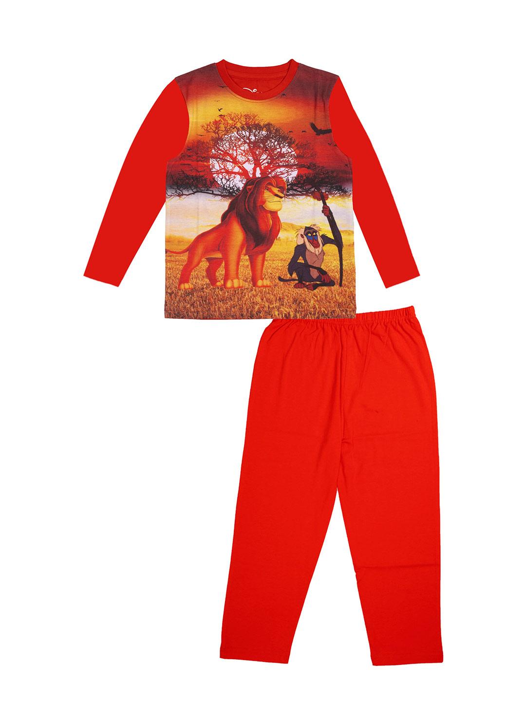 Buy KINSEY Boys Red Disney Lion King Printed T Shirt & Pyjama ...