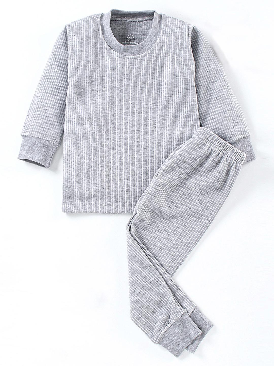 Buy The Boo Boo Club Kids Grey Solid Cotton Thermal Set - Thermal Set ...