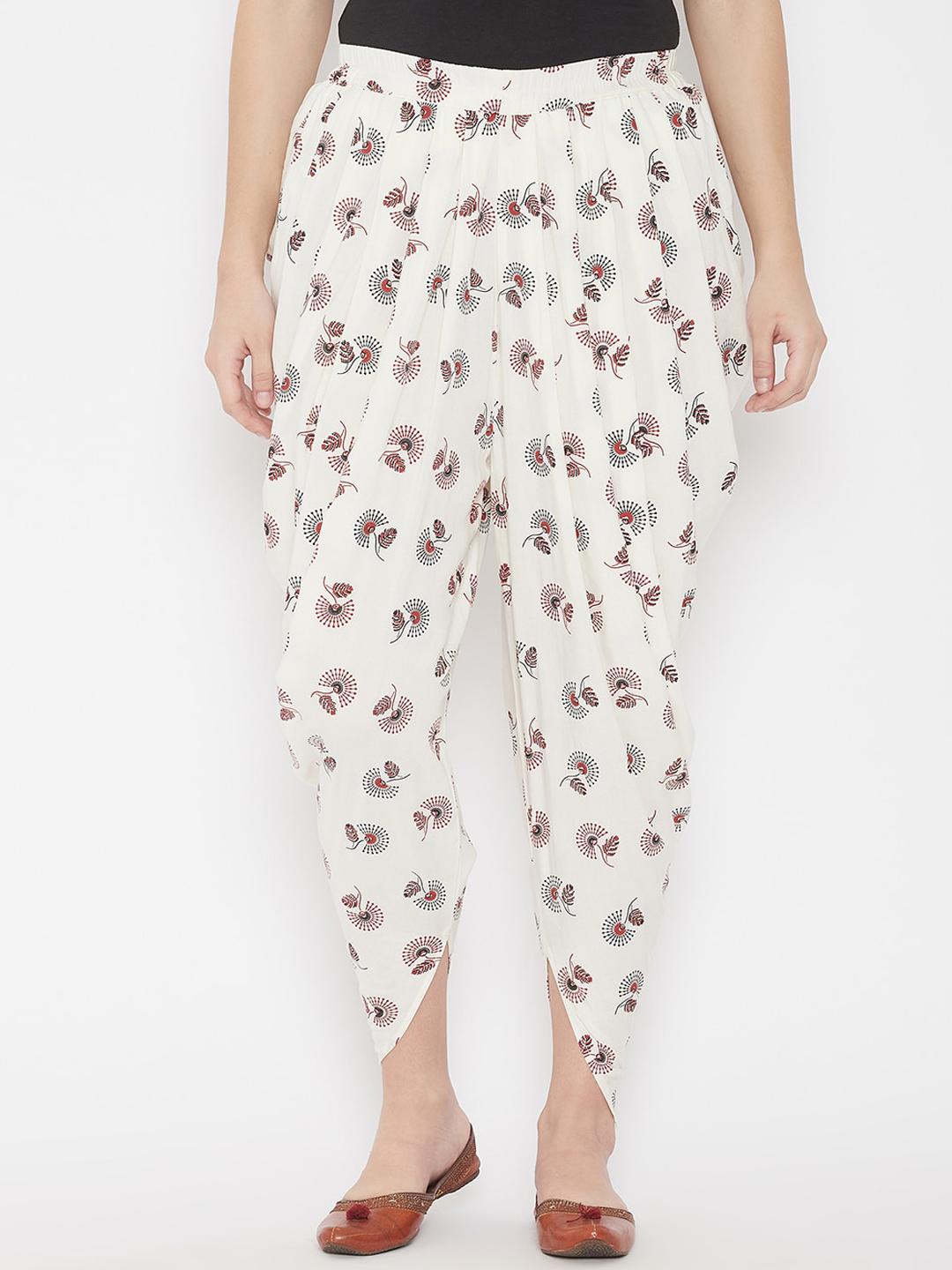 Buy TULIP 21 Women Off White & Brown Printed Dhoti Pants - Dhotis for ...