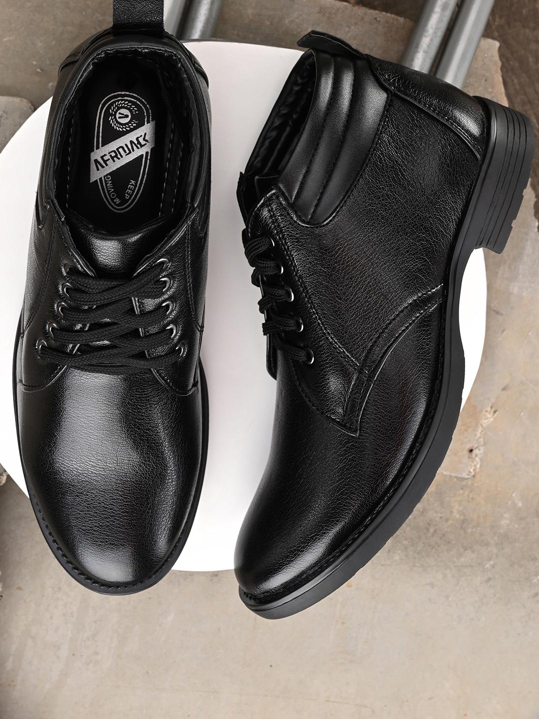 Buy AfroJack Men Black Perforations High Top Flat Boots - Casual Shoes ...