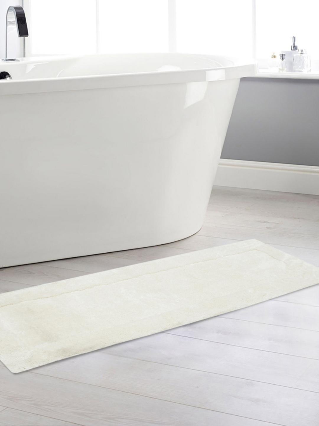Buy Home Centre White 1800 GSM Textured Bath Runner - Bath Rugs for ...