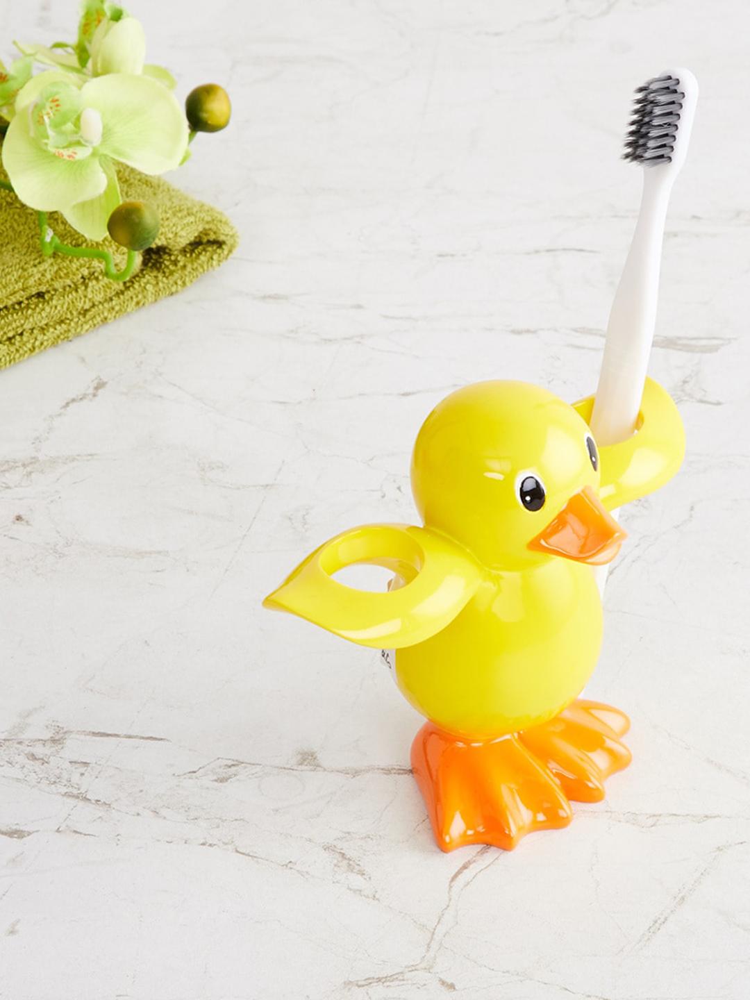 Buy Home Centre Yellow & Orange Duck Shape Toothbrush Holder - Bathroom ...
