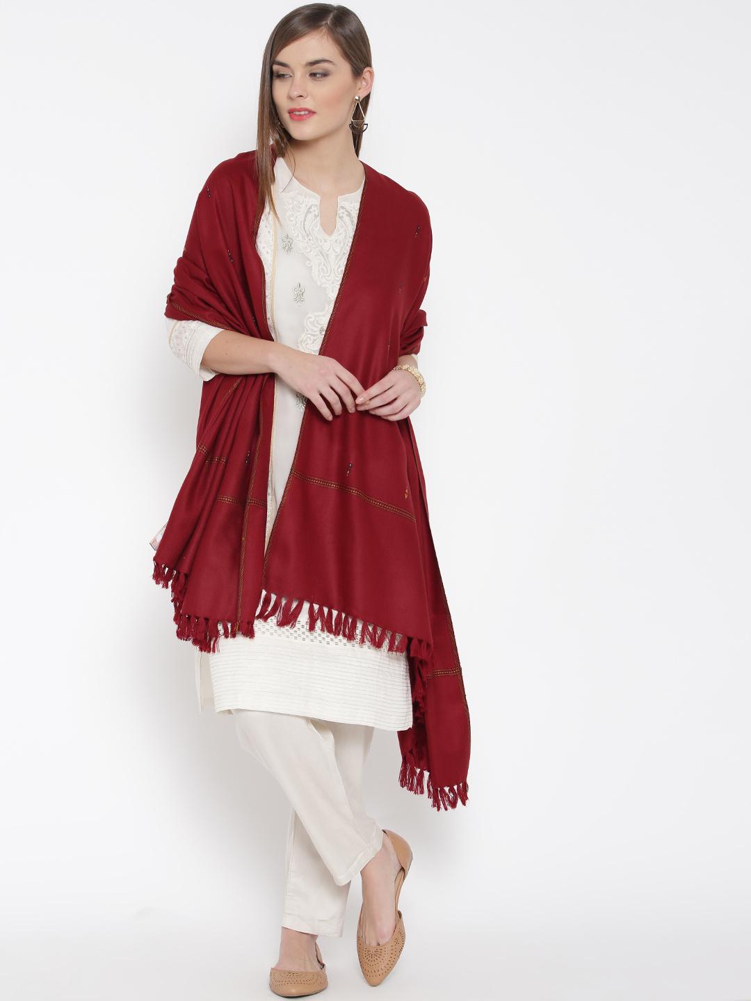 Buy WEAVERS VILLA Women Ethnic Motifs Woven Design Winter Shawl - Shawl ...