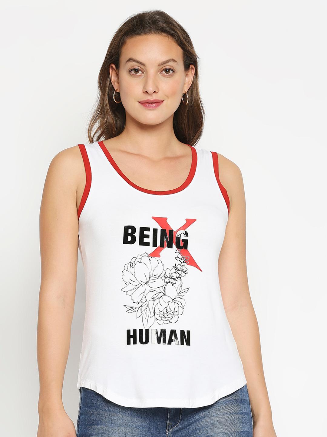 Buy Being Human Women White Printed Applique T Shirt - Tshirts for ...