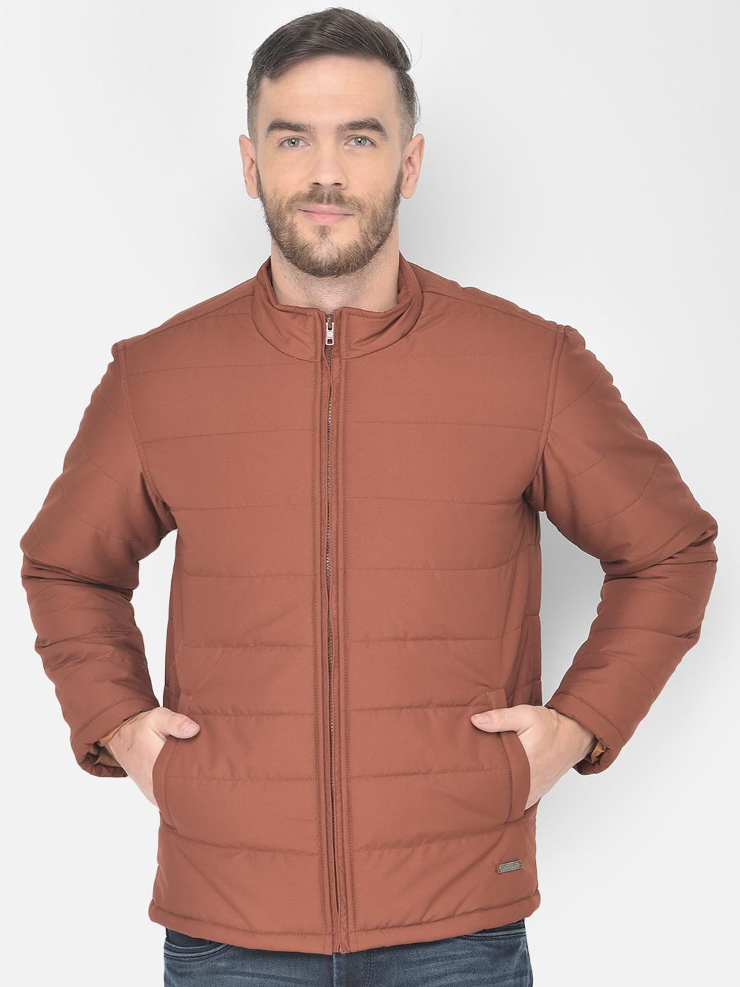 Buy Canary London Men Rust Striped Lightweight Puffer Jacket - Jackets ...