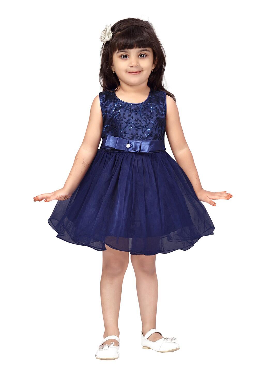 Buy Aarika Navy Blue Embroidered Detail Net Dress - Dresses for Girls ...