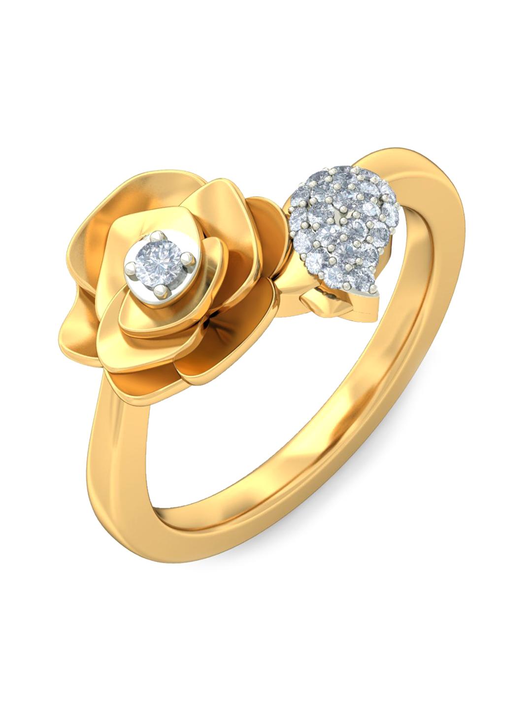 Buy BlueStone 2.826 G 18 Karat Gold Timeless Rose Ring With Diamonds ...