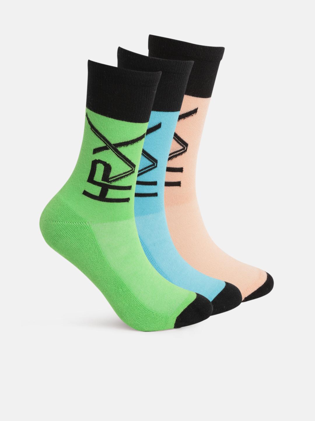 Buy HRX By Hrithik Roshan Men Green & Blue Pack Of 3 Calf Length Half ...