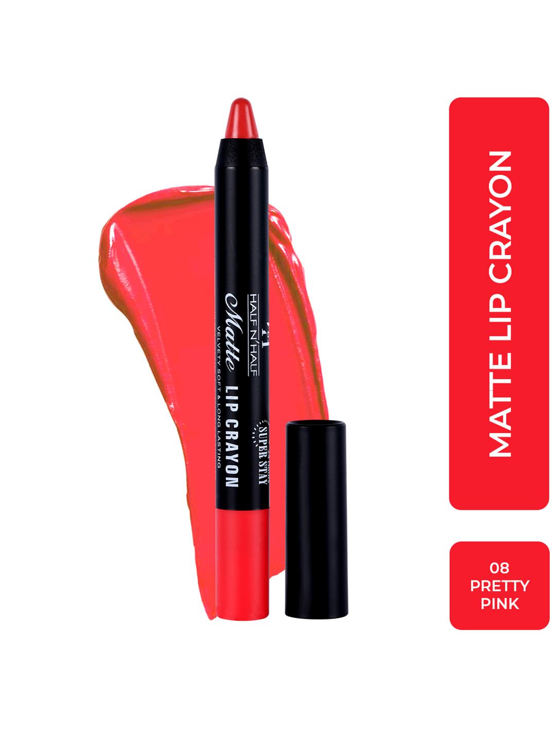 Buy Half N Half Lip Crayon Velvet Soft Pretty Pink 08 - Lipstick for ...