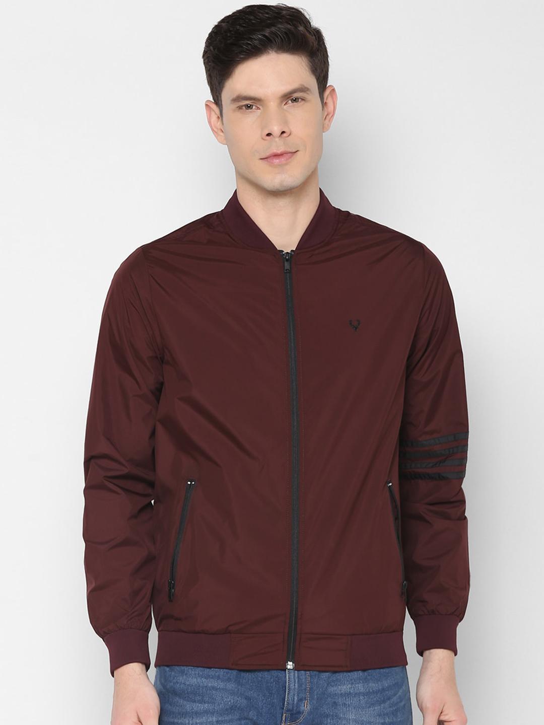 Buy Allen Solly Men Maroon Bomber Jacket - Jackets for Men 16573858 ...