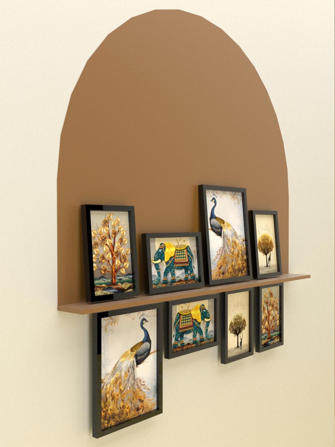 Buy Art Street Set Of 8 Royal Animals & Peacock Theme Framed Painting ...