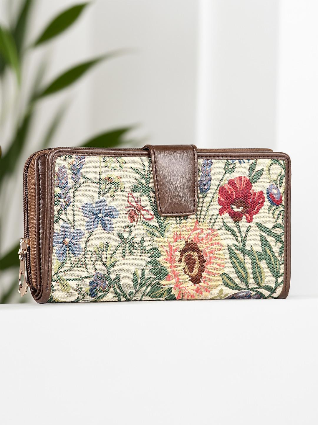 Buy THE CLOWNFISH Stella Multicoloured Floral Printed Leather Two Fold ...