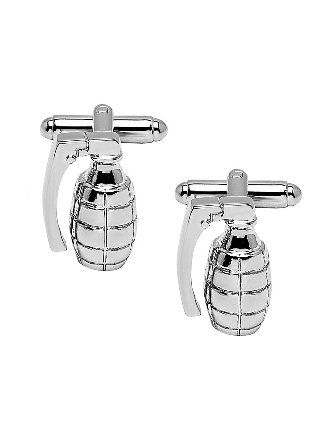Buy Bodha Silver Toned Quirky Hand Grenade Design Cufflink - Cufflinks for Men 16631944 | Myntra