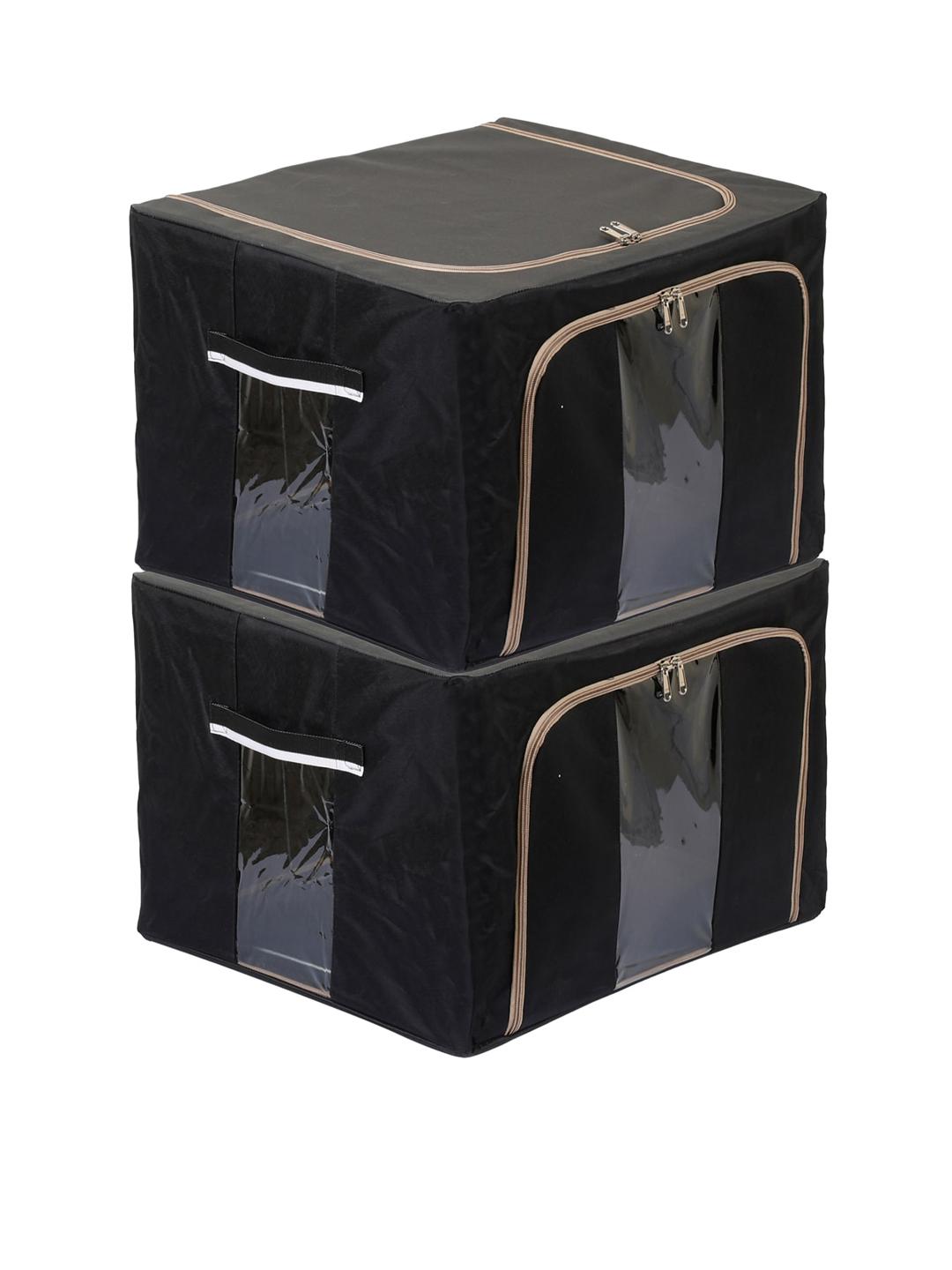 Buy Kuber Industries Set Of 2 Black Solid Storage Boxes 24Ltr ...