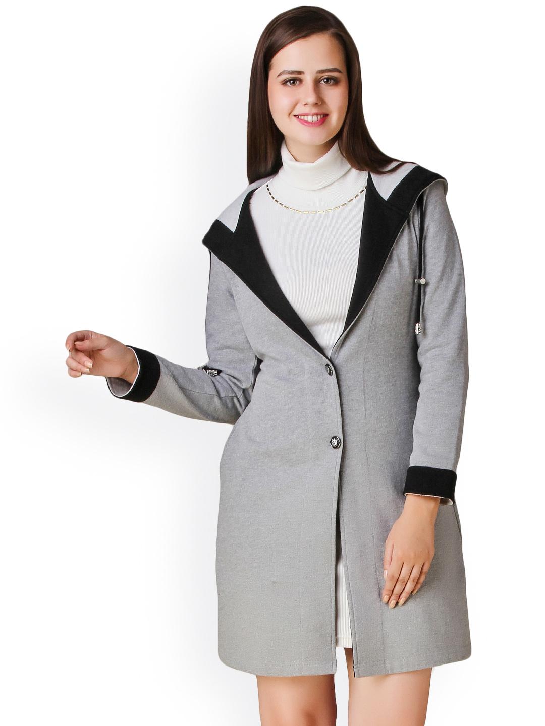 Buy Texco Grey Hooded Coat - Coats for Women 1663707 | Myntra