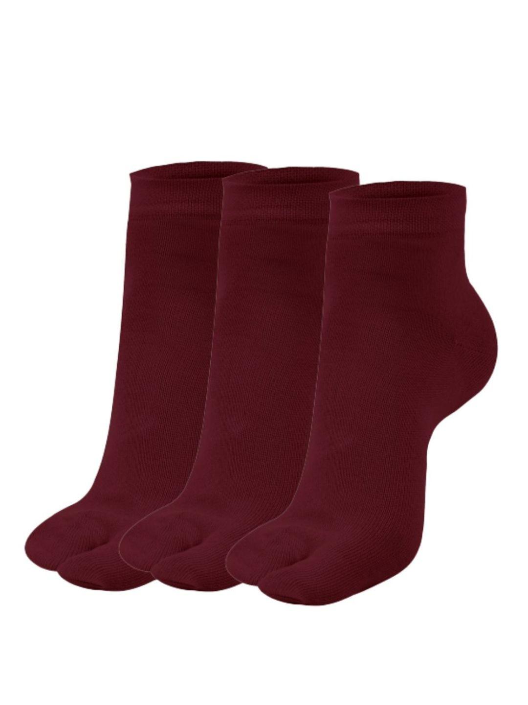 Buy N2S NEXT2SKIN Women Maroon Pack Of 3 Above Ankle Length Thumb Socks ...
