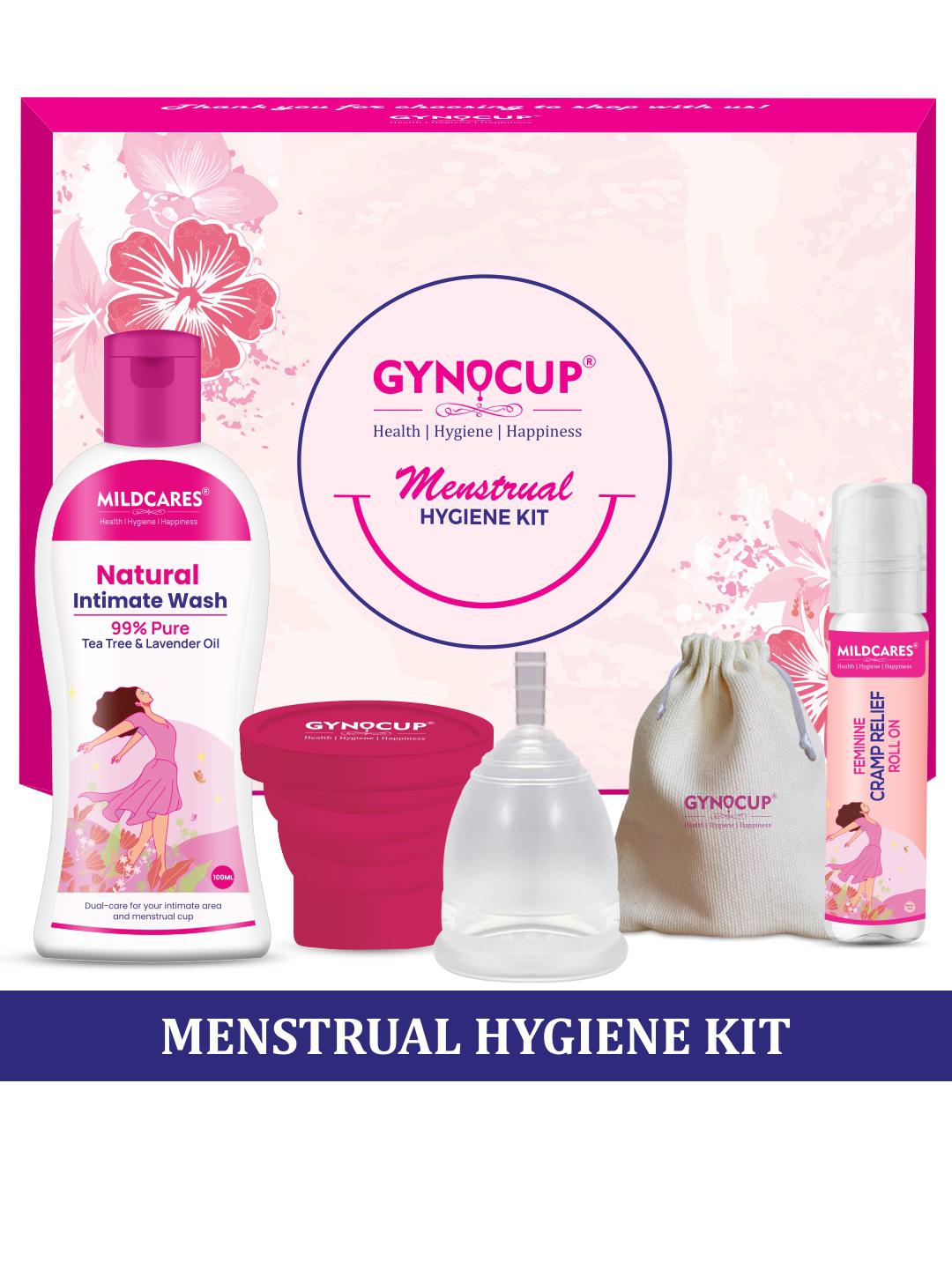 Buy GYNOCUP Menstrual Cup Medium With Sterilizer, Roll On & Intimate ...