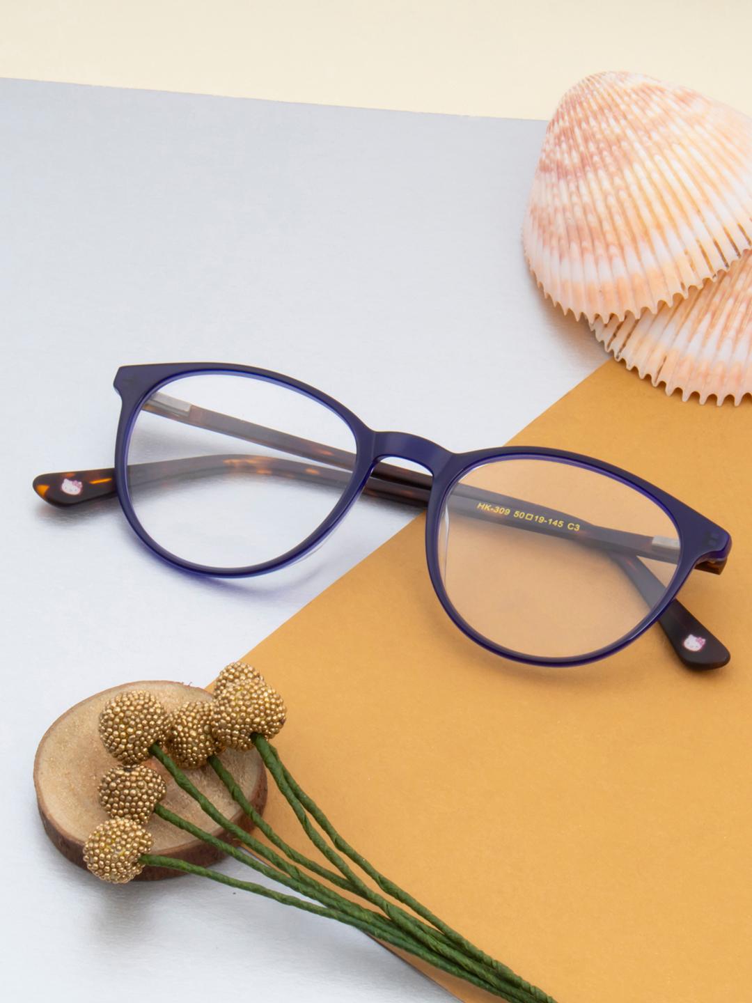 Buy Ted Smith Unisex Blue & Brown Solid Full Rim Round Frames ...