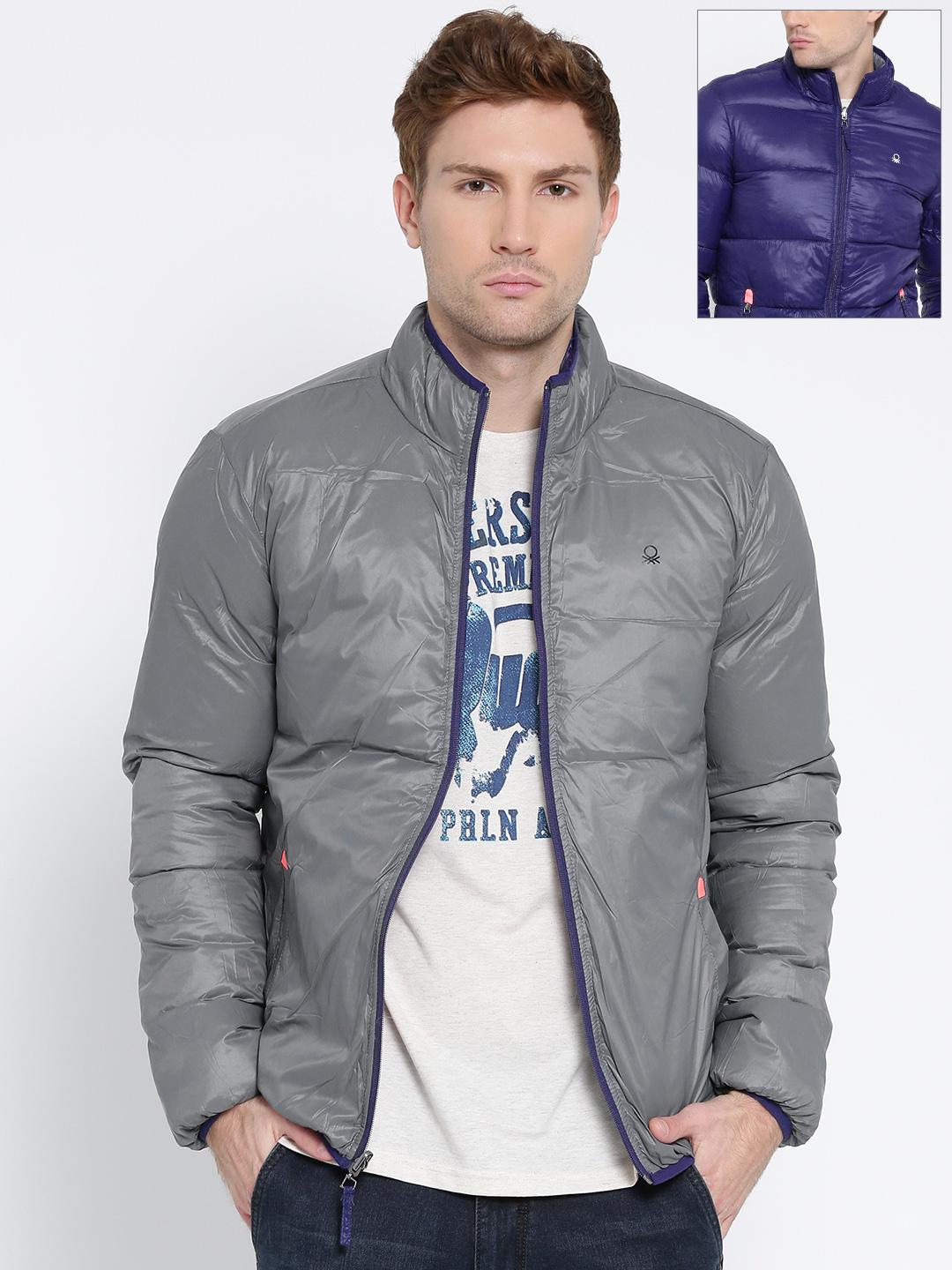 Buy United Colors Of Benetton Grey & Blue Reversible Puffer Jacket ...