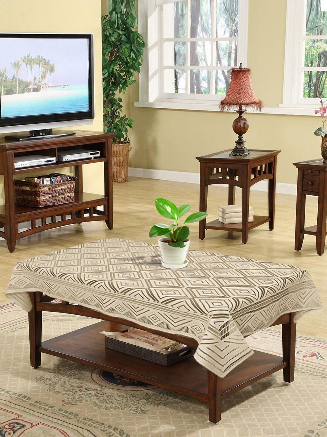 Buy Kuber Industries Cream Coloured Argyle Printed 4 Seater Rectangle ...