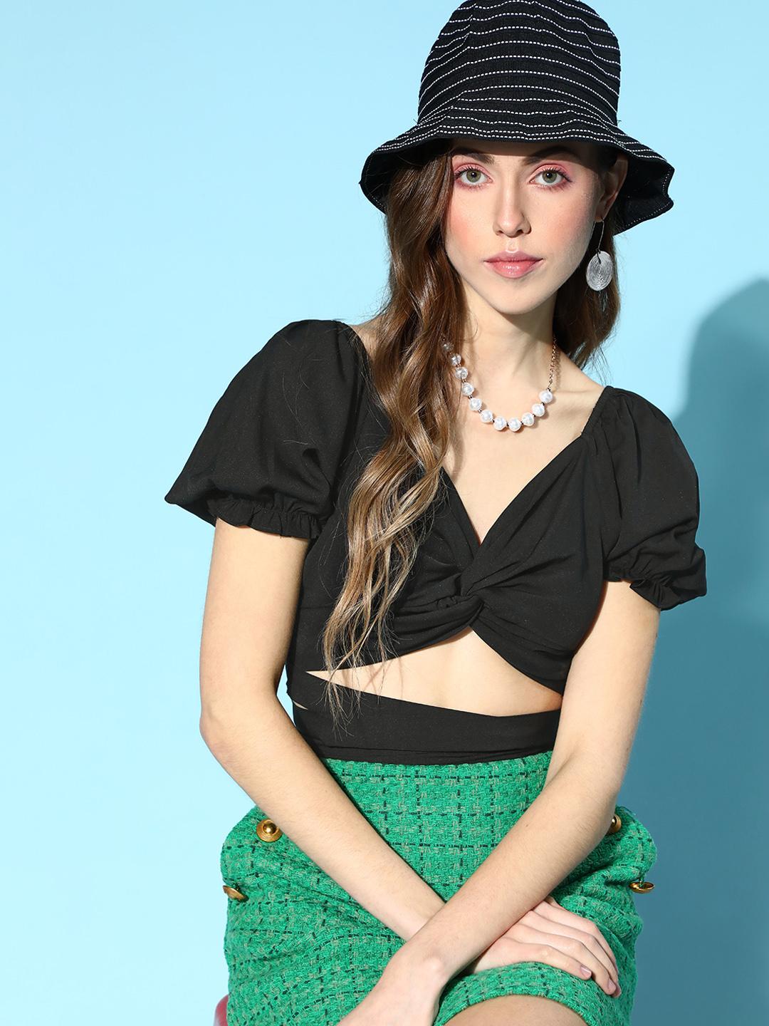 Buy Berrylush Sweetheart Neck Crepe Crop Top - Tops for Women 16714248 ...