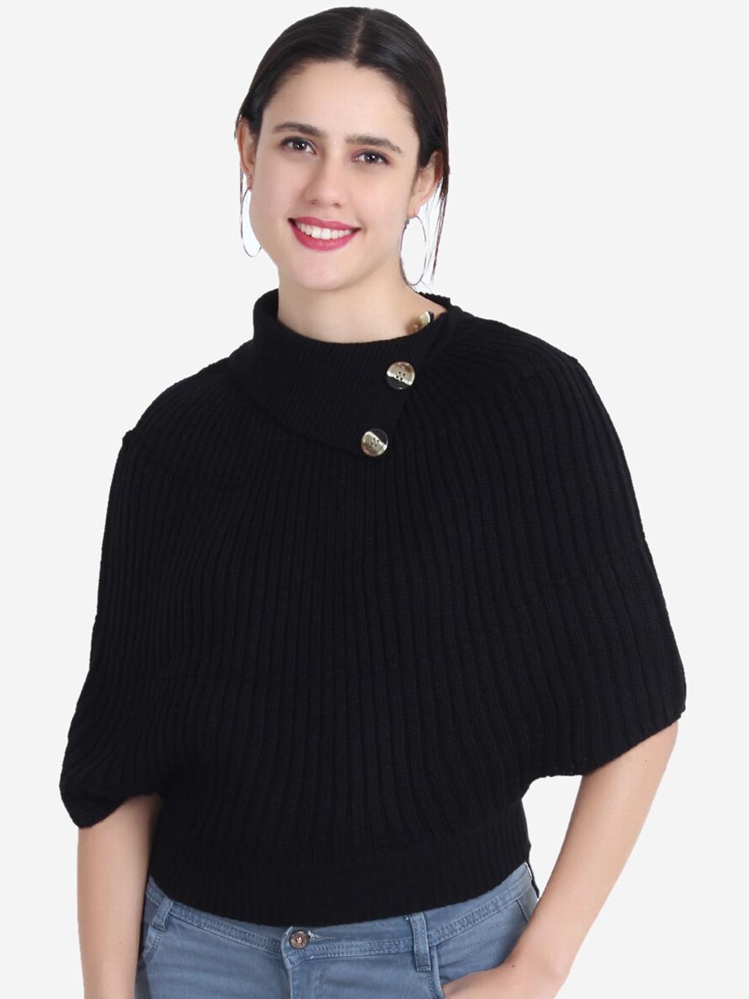 Buy JoE Hazel Women Black Self Design Pullover - Sweaters for Women ...