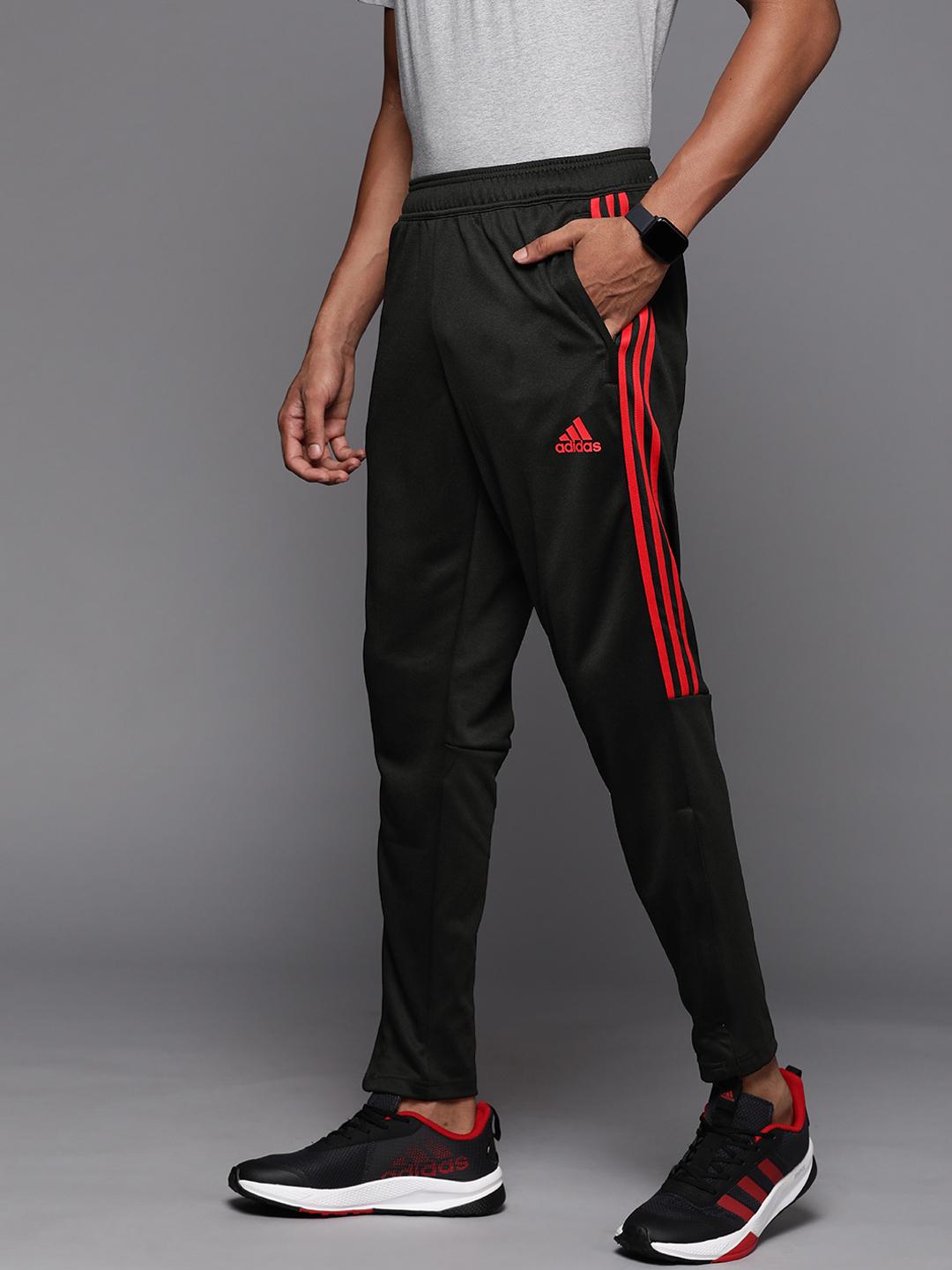 Buy ADIDAS Men Black & Red Sereno Brand Logo Printed Side Striped Track ...