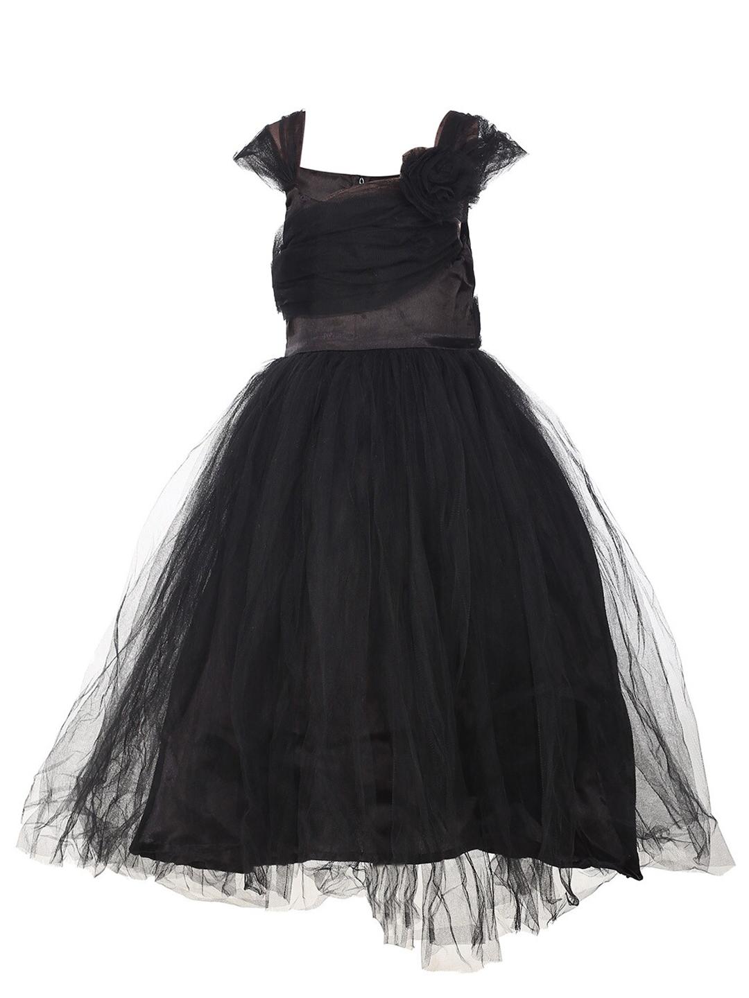 Buy Samsara Couture Black Net Solid Fit And Flare Dress - Dresses for ...