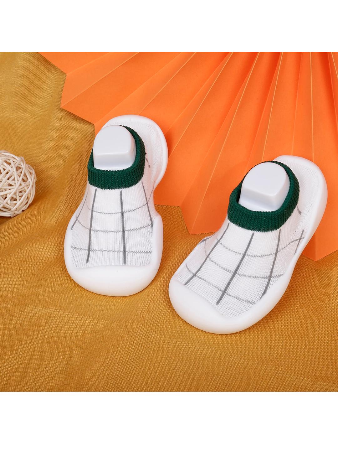 Buy Baby Moo Kids White & Green Checked Slip On Sneakers - Casual Shoes ...