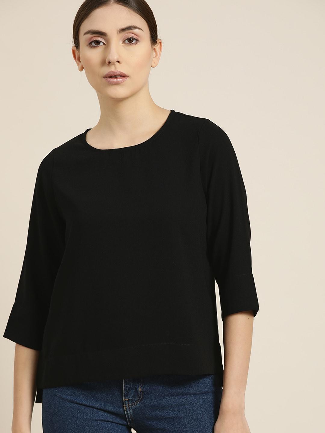 Buy Ether Women Black Solid Top - Tops for Women 16830956 | Myntra