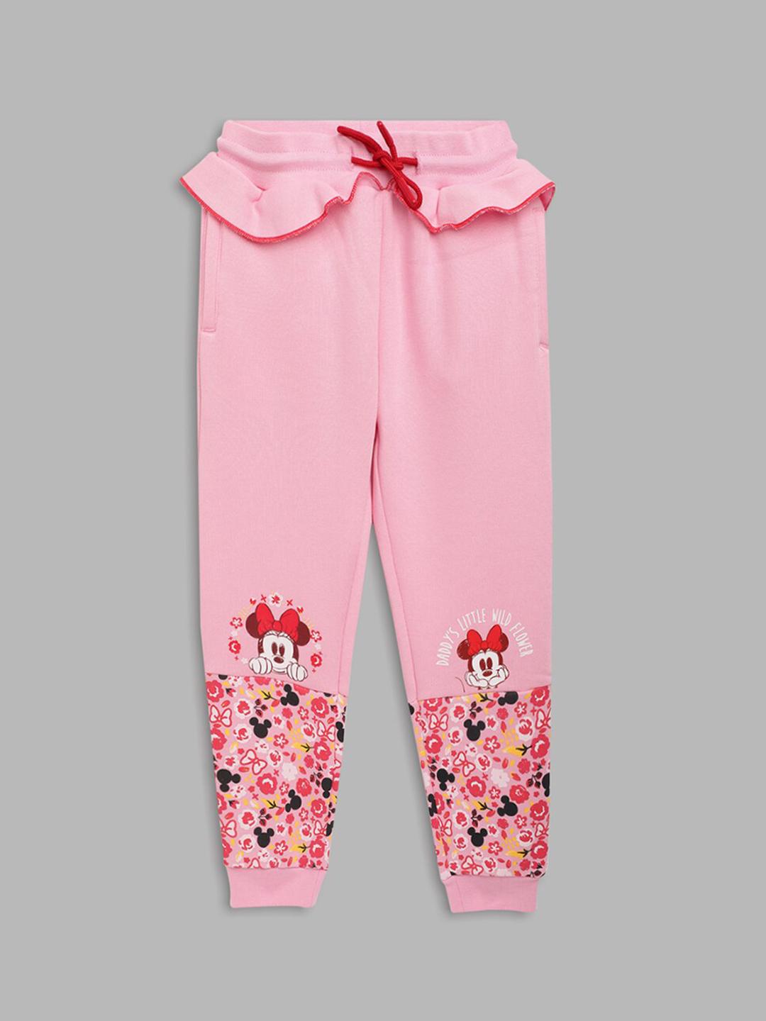 Buy Blue Giraffe Girls Pink Minnie Mouse Printed Joggers - Track Pants ...