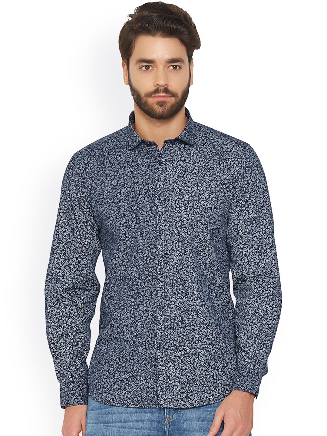 Buy Springfield Men Blue Slim Fit Printed Casual Shirt - Shirts for Men ...