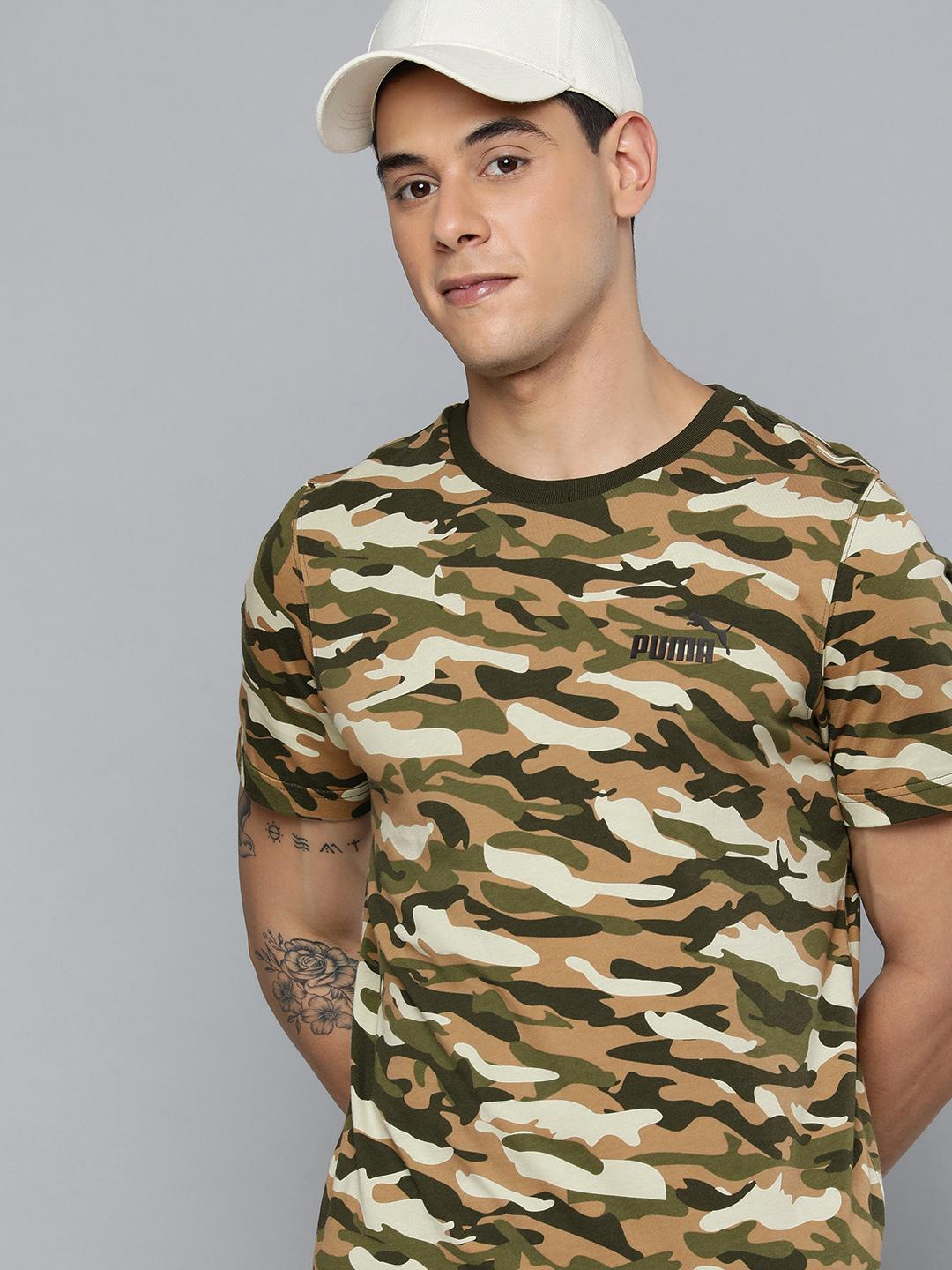 Buy Puma Camouflage Printed Pure Cotton Regular Fit T Shirt - Tshirts ...