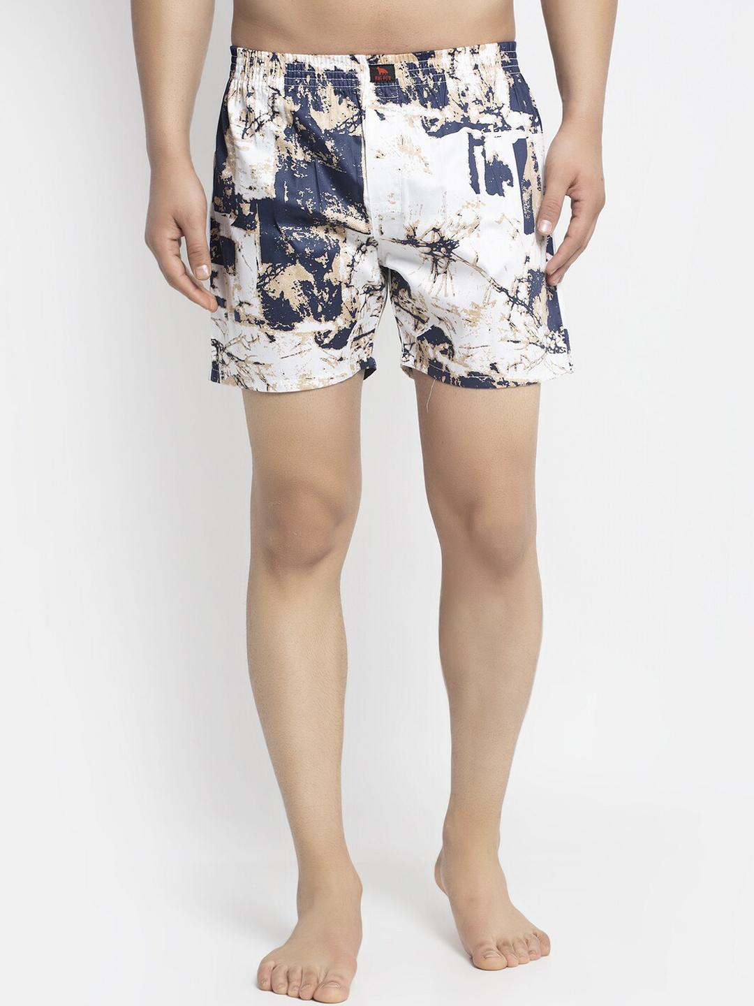 Buy Big Fox Men Cream Coloured & White Printed Cotton Boxers BX_012 ...