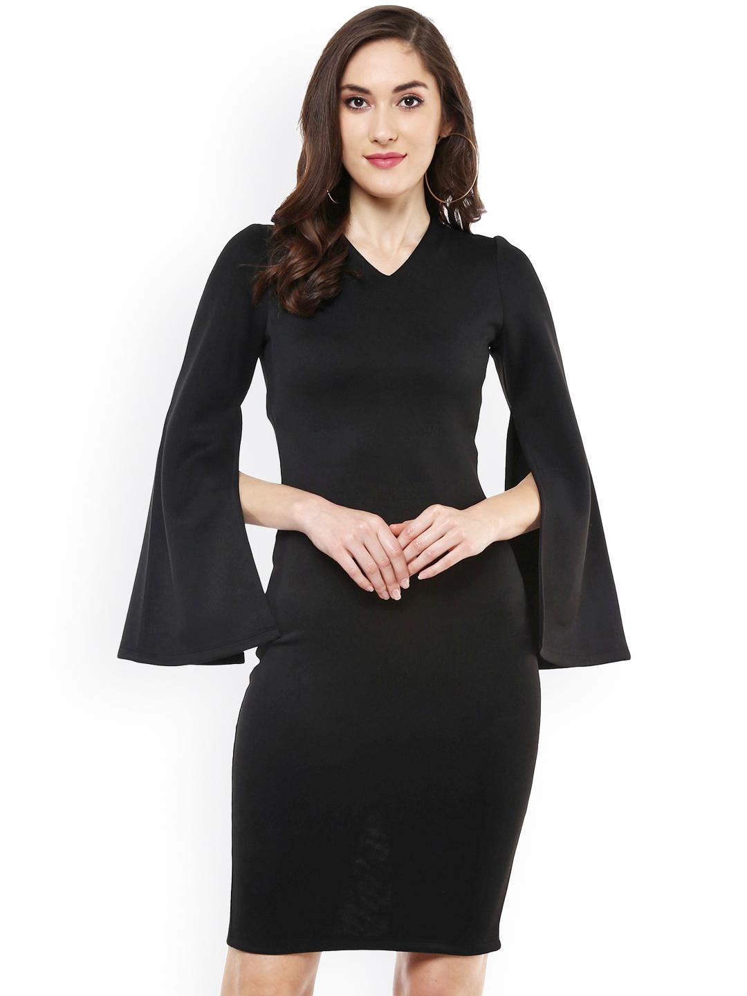 Buy SASSAFRAS Women Black Sheath Dress - Dresses for Women 1688084 | Myntra