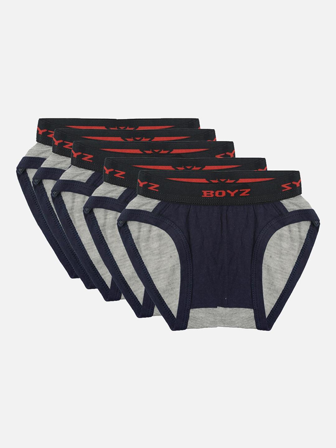 Buy TINY HUG Boys Pack Of 5 Navy Blue & Grey Briefs - Briefs for Boys ...