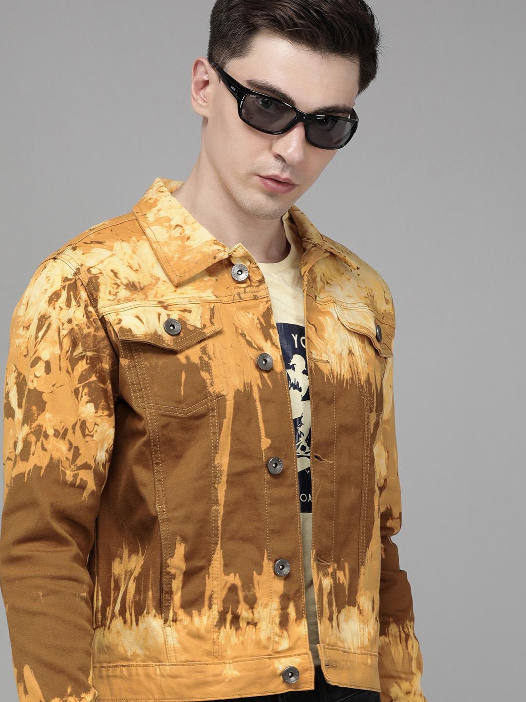 Buy Voi Jeans Men Brown Pure Cotton Solid Washed Denim Jacket - Jackets ...