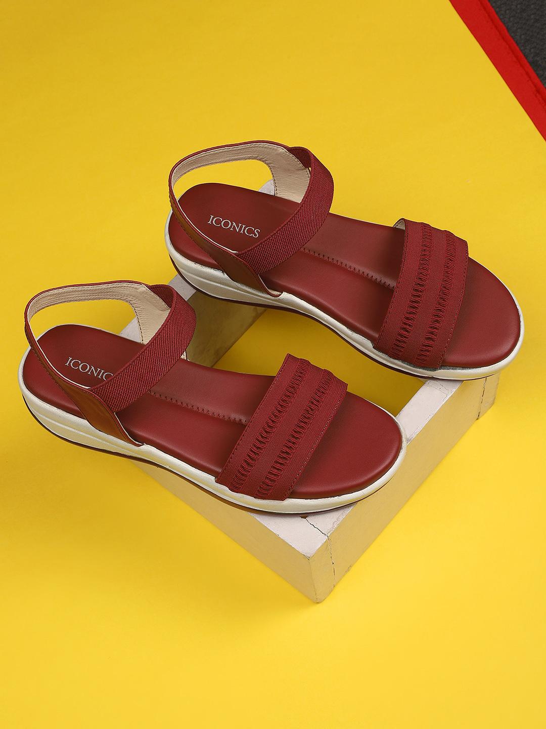 Buy ICONICS Maroon Wedge Sandals - Heels for Women 16980392 | Myntra