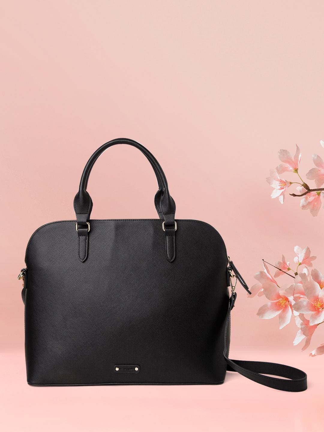 Buy Vero Moda Black Textured Structured Handheld Bag - Handbags for ...