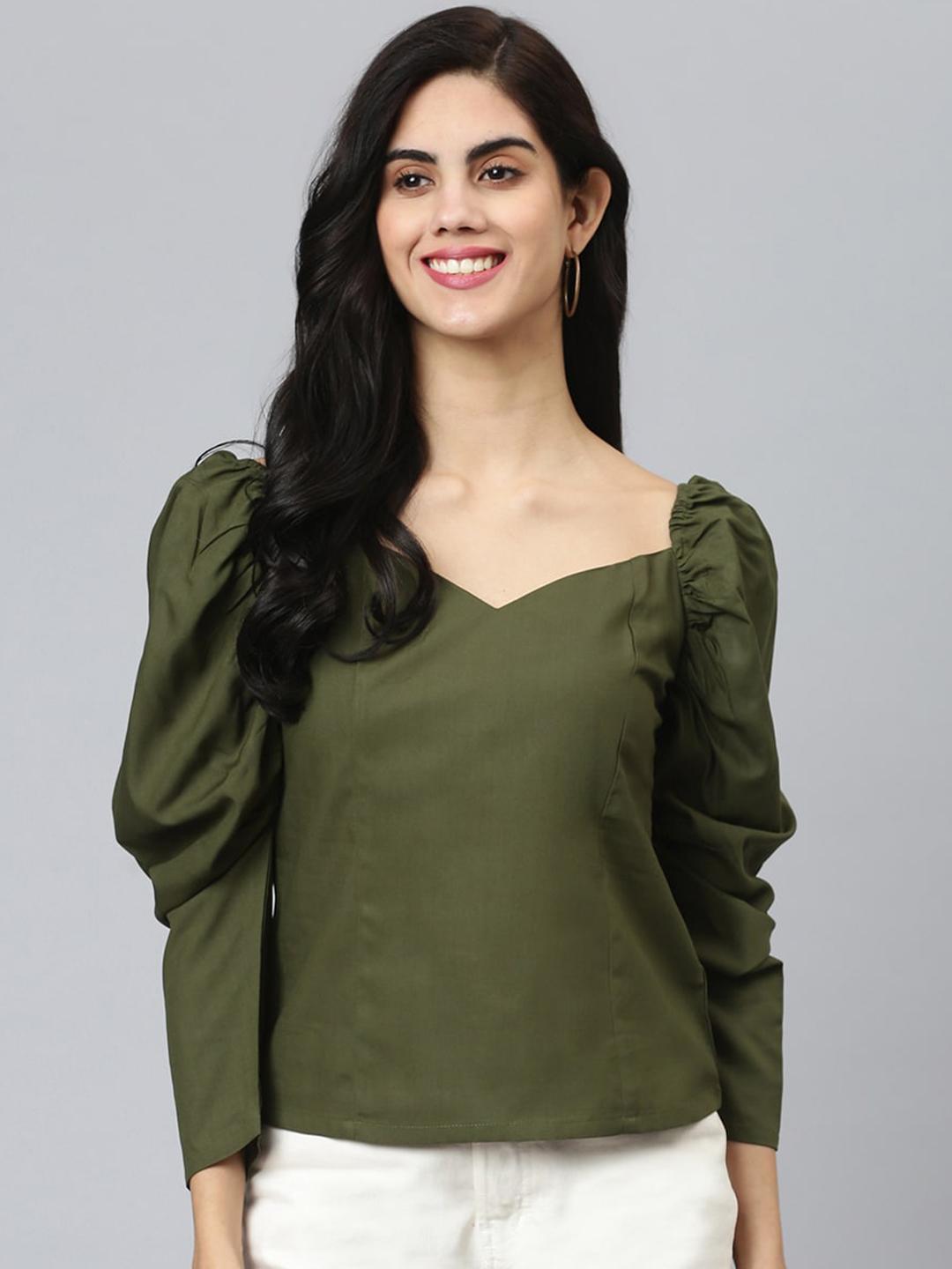 Buy FLAMBOYANT Green Sweetheart Neck Top - Tops for Women 17018504 | Myntra