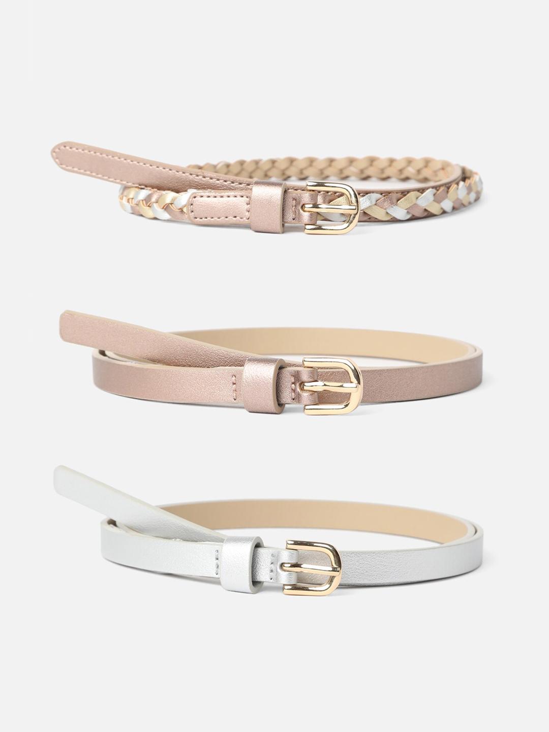 Buy Vero Moda Women Pack Of 3 Rose Gold Toned Embellished Belt - Belts ...