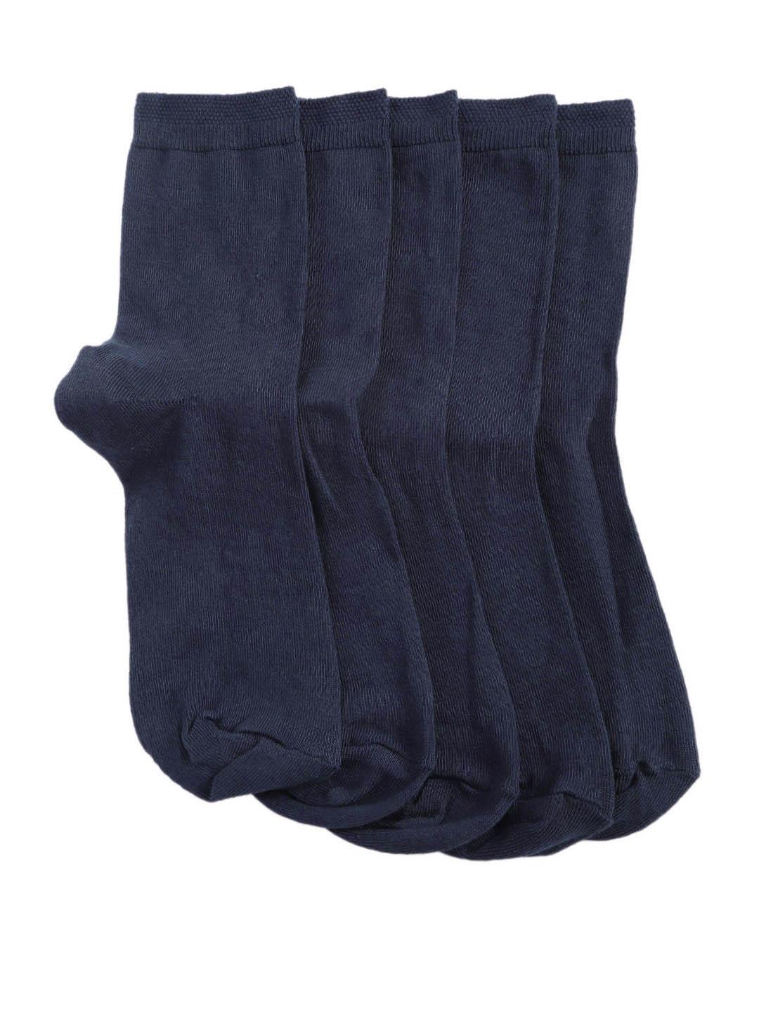 Buy Marks & Spencer Women Pack Of 5 Navy Cotton Rich Ankle Length Socks ...