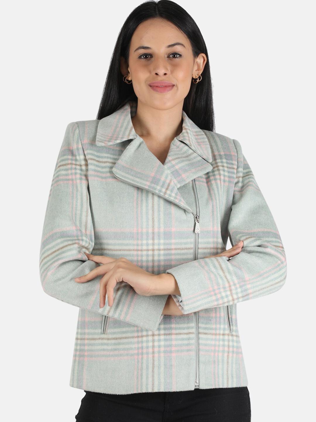 Buy Monte Carlo Women Green Regular Fit Checked Coat - Coats for Women ...