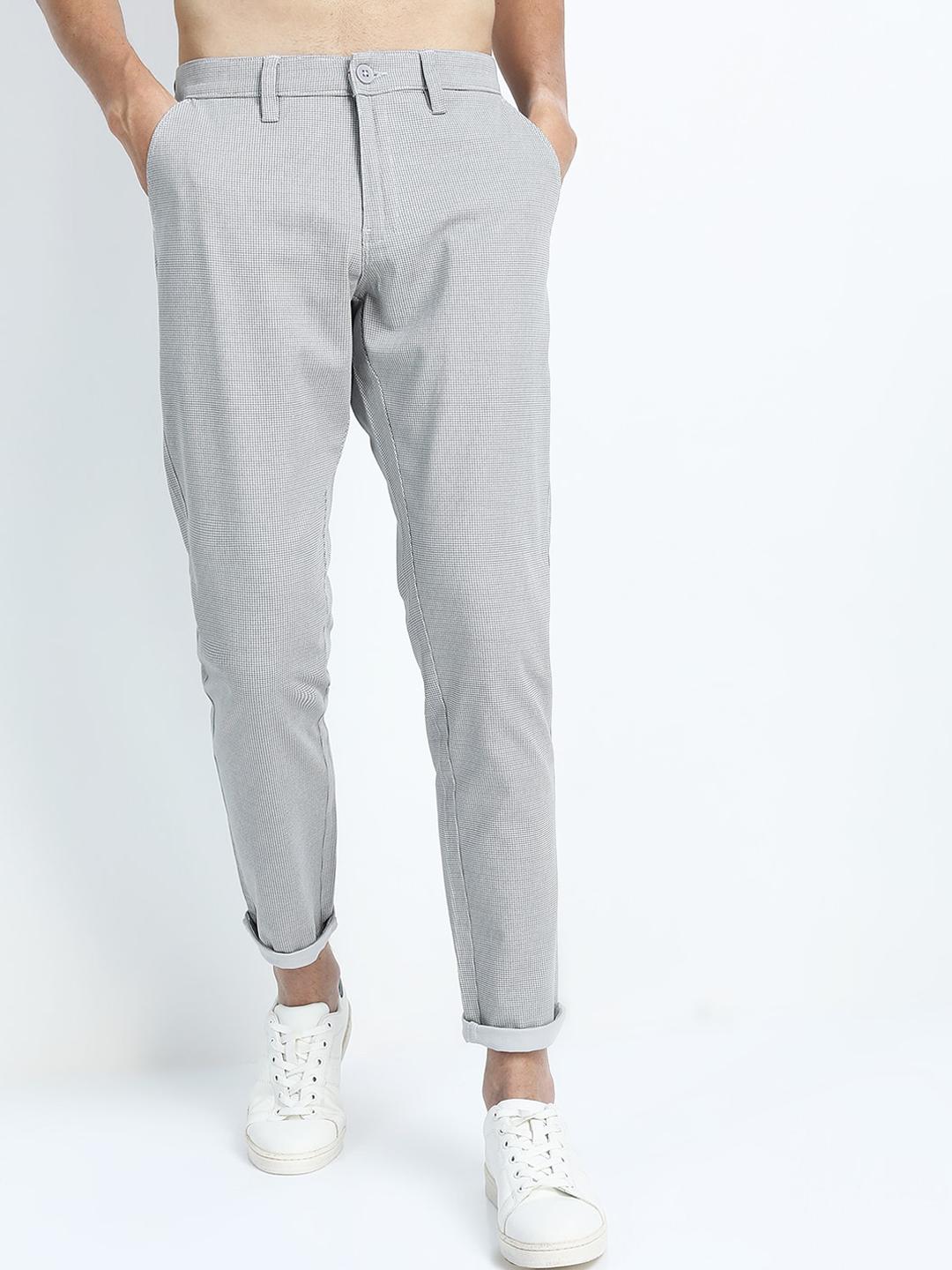 Buy HIGHLANDER Men Grey Slim Fit Chinos Trousers - Trousers for Men ...