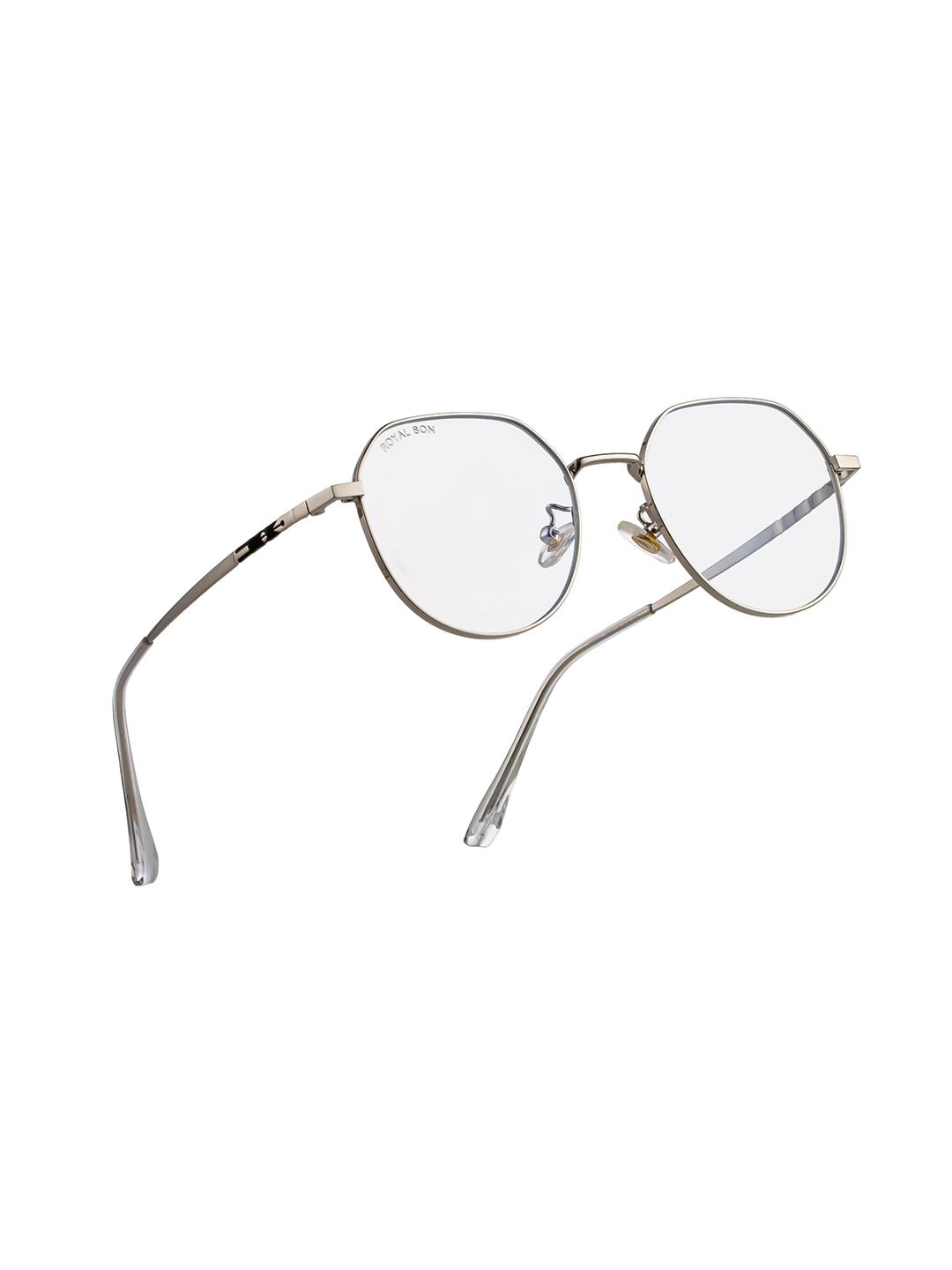 Buy ROYAL SON Unisex Silver Toned Full Rim Blue Ray Cut Lens Round ...